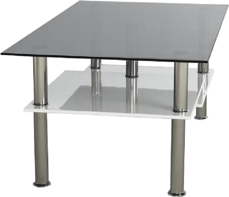 TEMPO Konferenční stolek, bílá extra vysoký lesk HG / sklo, SVEN