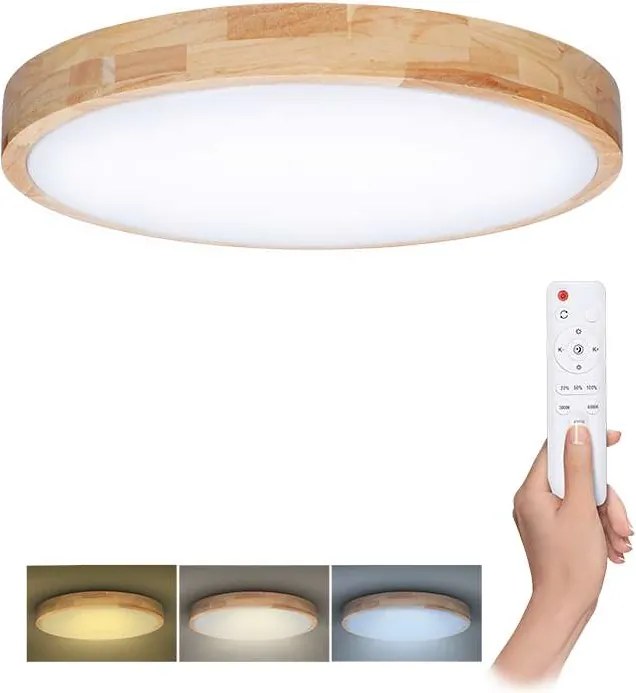 LED stropní světlo s dálkovým ovládáním Solid Oak nastavitelné - průměr 51 cm, hnědá