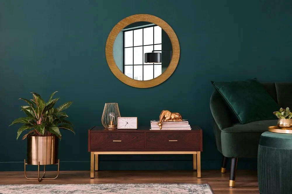 Kulaté zrcadlo s dekorem Kovový povrch fi 70 cm
