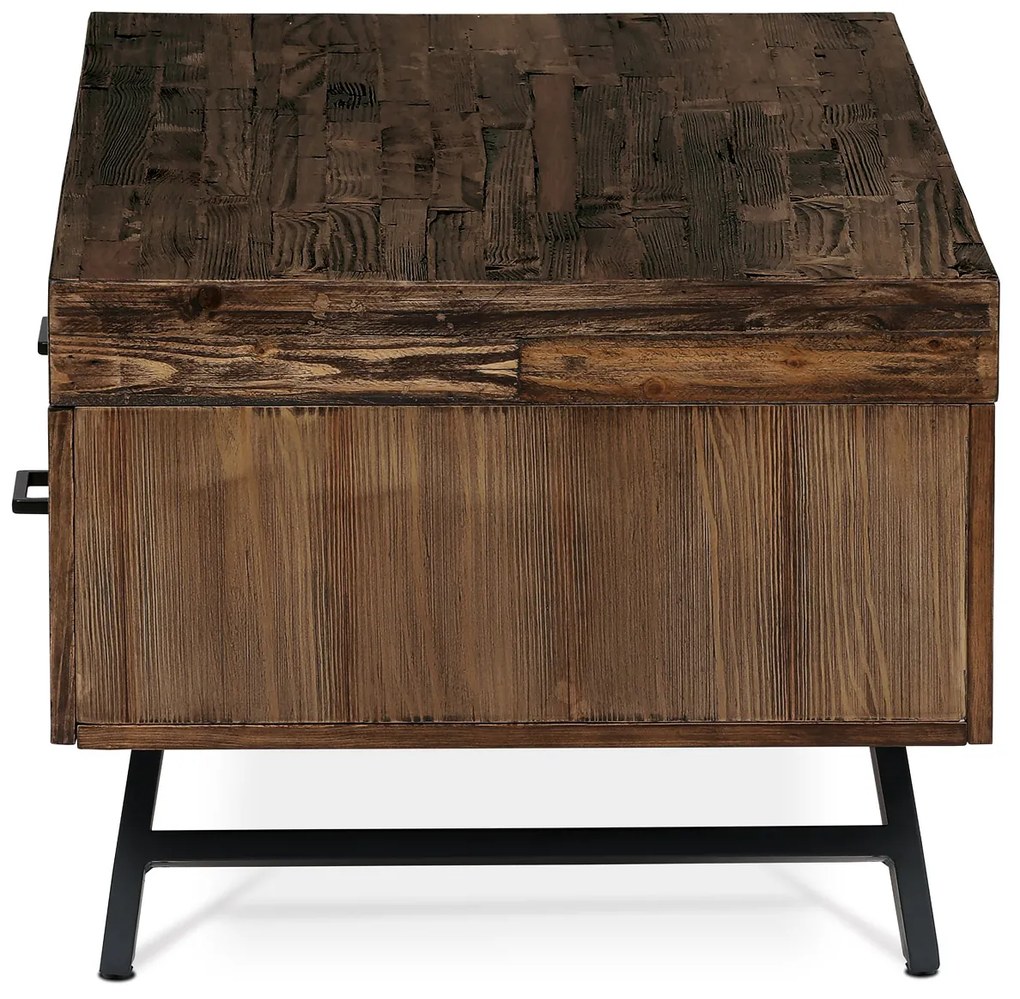 AUTRONIC Konferenční stůl, 120x60 cm, MDF deska, masiv borovice, kov, černý lak