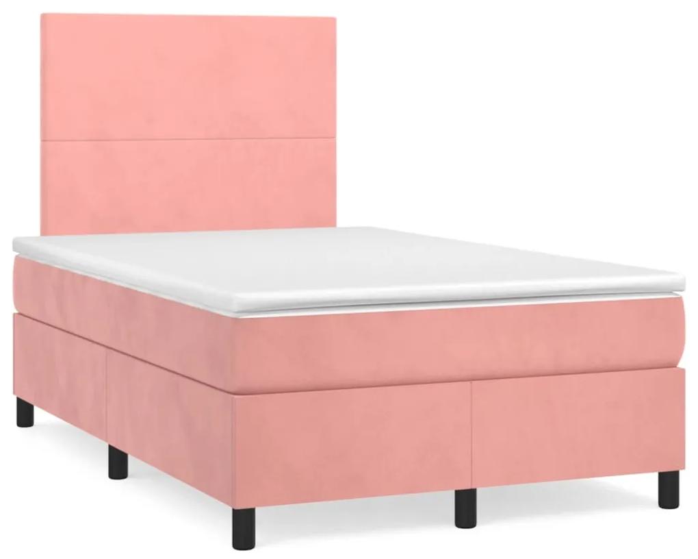 Box spring postel s matrací a LED růžová 120 x 190 cm samet - Default Title