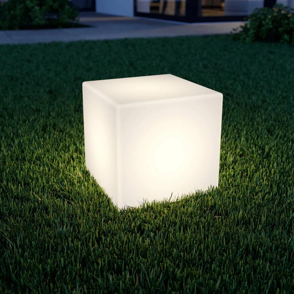 LED solární lampa Ziva ve tvaru krychle v bílé