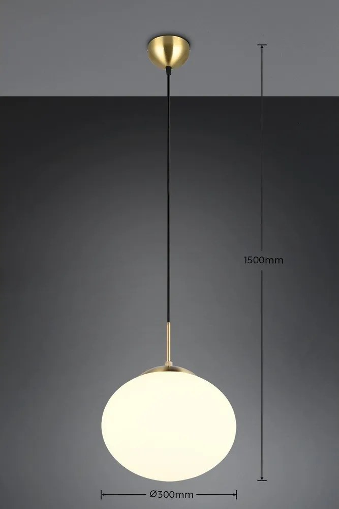 Závěsné svítidlo v bílo-zlaté barvě se skleněným stínidlem ø 30 cm Fomento – Trio