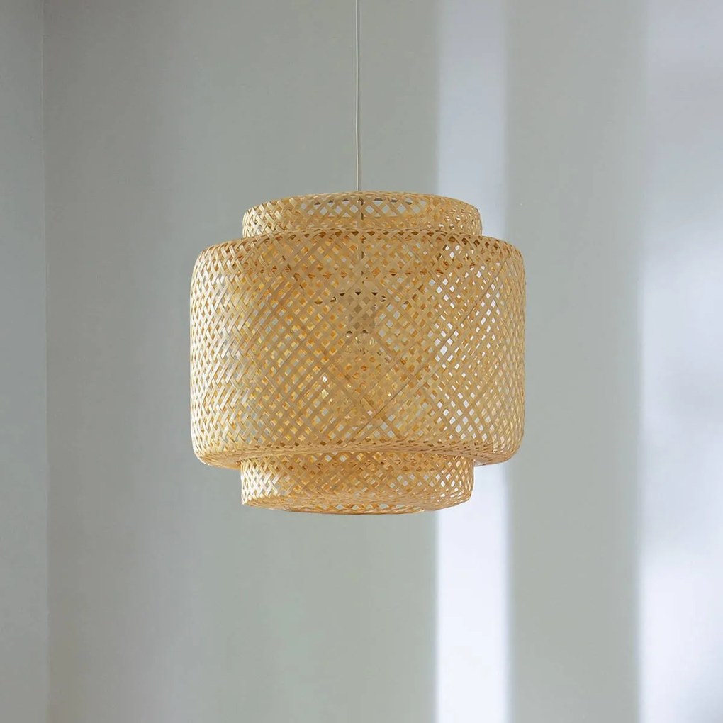 Závěsná lampa LIBY s ažurovým stínidlem z bambusu, Ø 40 cm