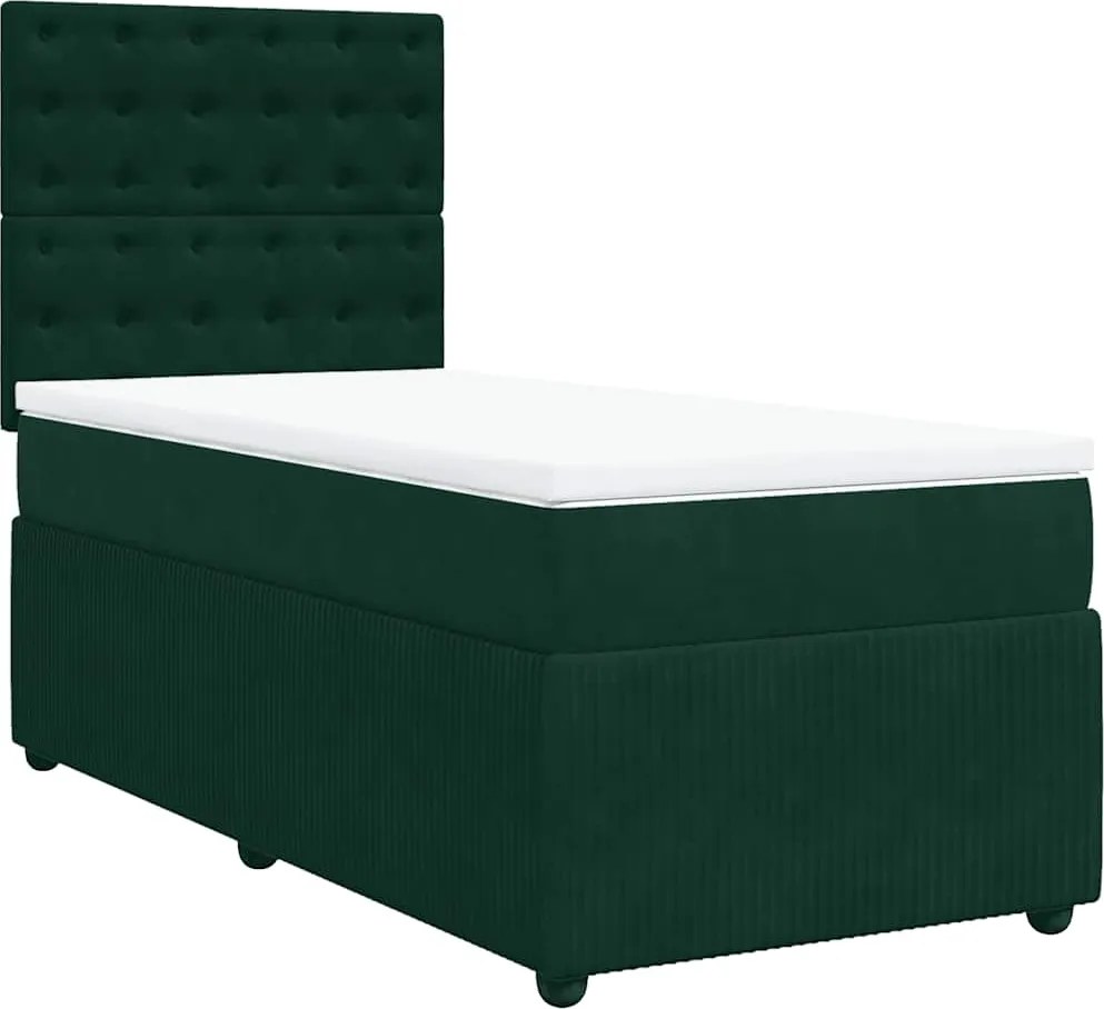 Box spring postel s matrací tmavě zelená 90x190 cm samet 3292229
