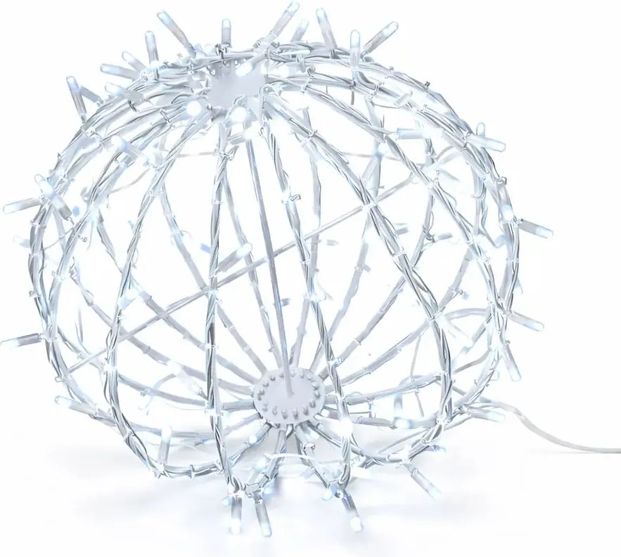 Easy fix 3D LED svítící koule, skládací, pr. 40 cm, ledově bílá, bílý kabel, IP67, hliník