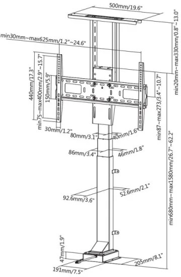 MK FLORIA MKF-19DM648 - Stojací držák pro TV 37-65" černá + dálkové ovládání