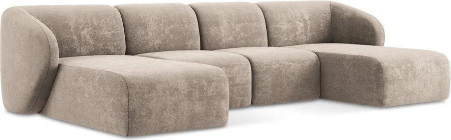 Světle hnědá žinylková rohová pohovka (do "U") Lani – Makamii