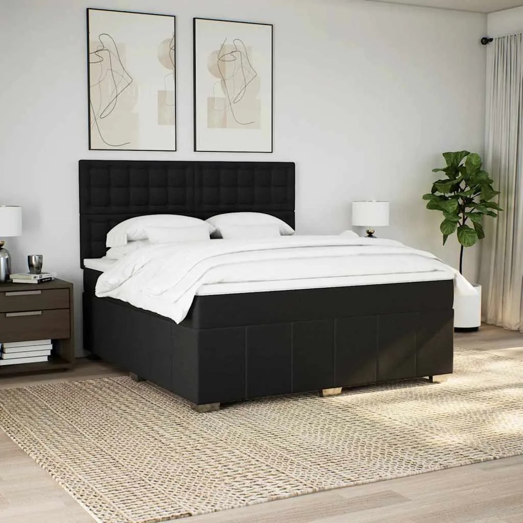Box spring postel s matrací černá 180x200 cm textil 3294063