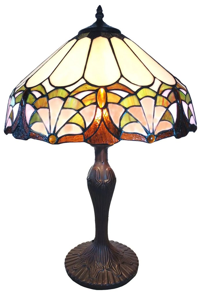 Stolní lampa 6021 pestré stínidlo ve stylu Tiffany