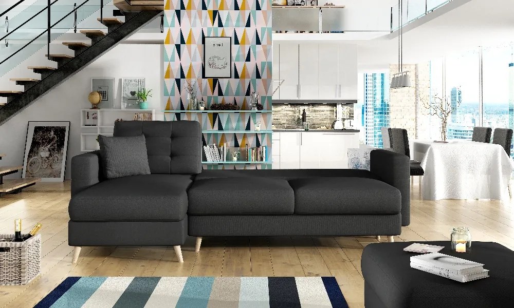 Rozkládací rohová sedačka ASDA L 250x162cm– rozklad a úložný prostoruniverzální fialová - Soro 65