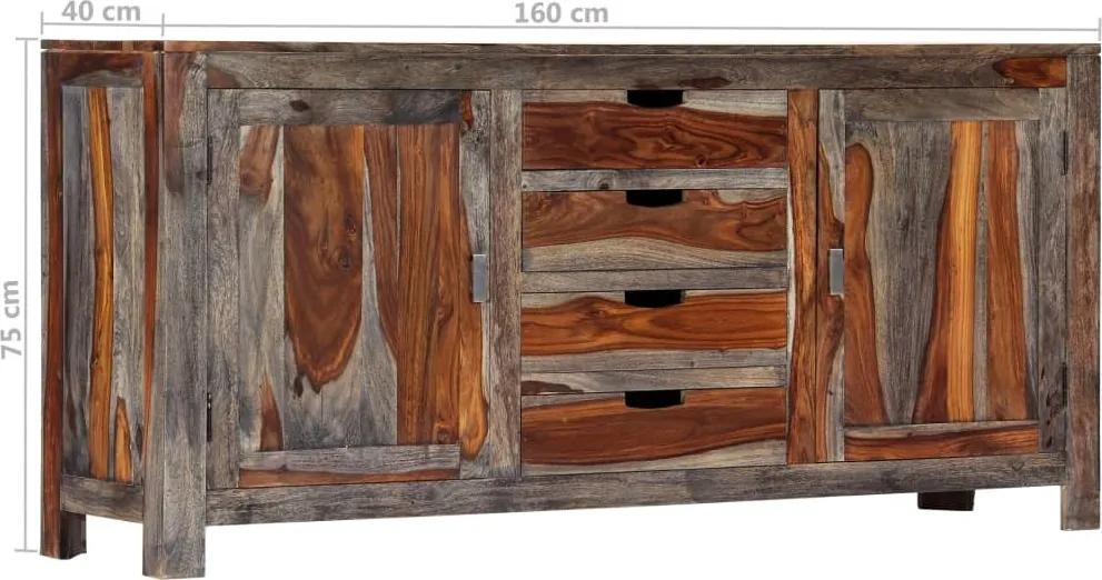 vidaXL Příborník šedý 160 x 40 x 75 cm masivní sheeshamové dřevo [247983]