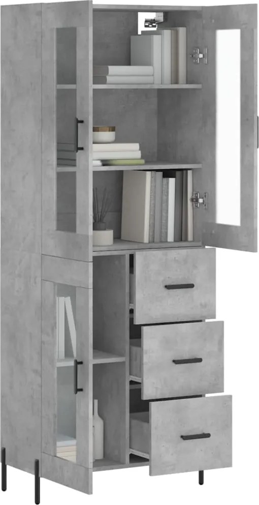 Skříň highboard betonově šedá 69,5x34x180 cm kompozitní dřevo 3198605
