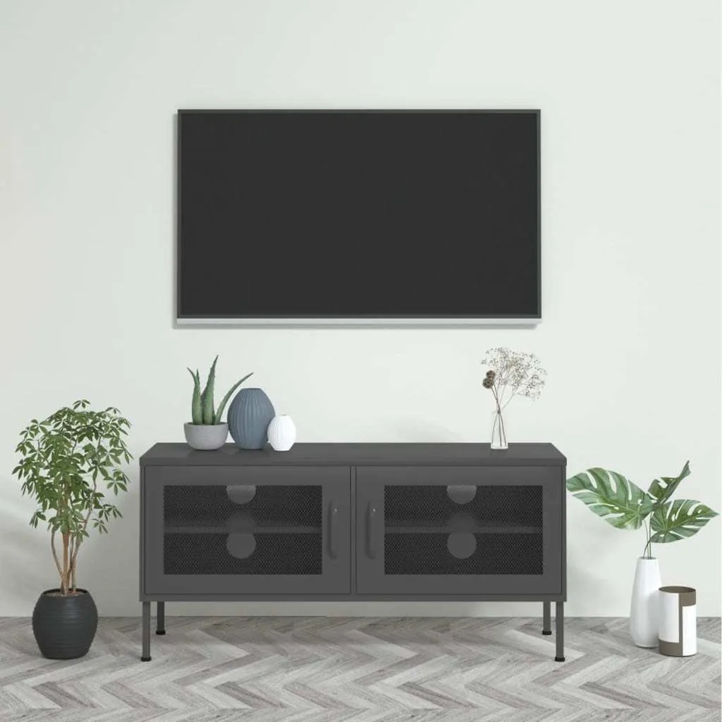 vidaXL TV skříňka 105 x 35 x 50 cm ocel [336238] Barva: Černá