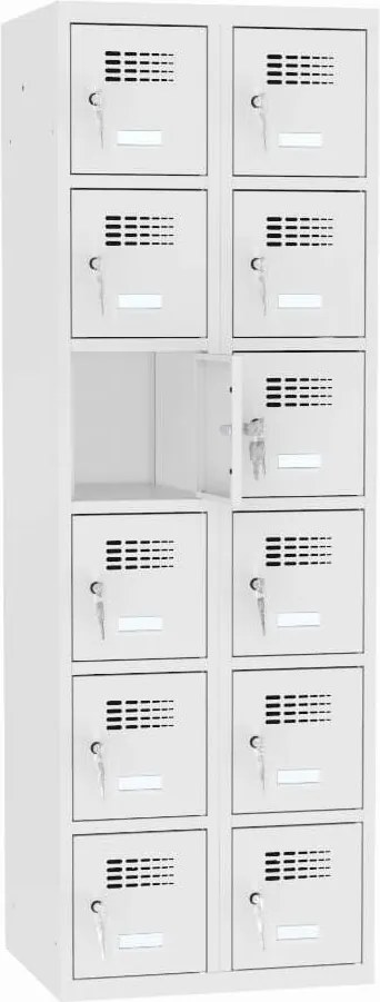 MALOW Šatní skříň dělená MSus 326 W šířka 600 mm [světle šedá, dopravní žlutá RAL 1023, cylindrický zámek]