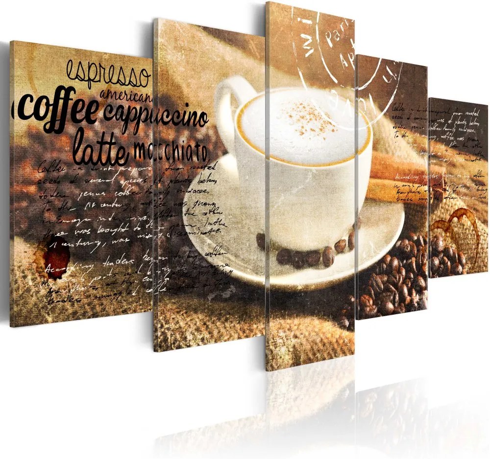 Obraz na plátně Bimago - Coffe, Espresso, Cappuccino, Latte machiato ... 100x50 cm