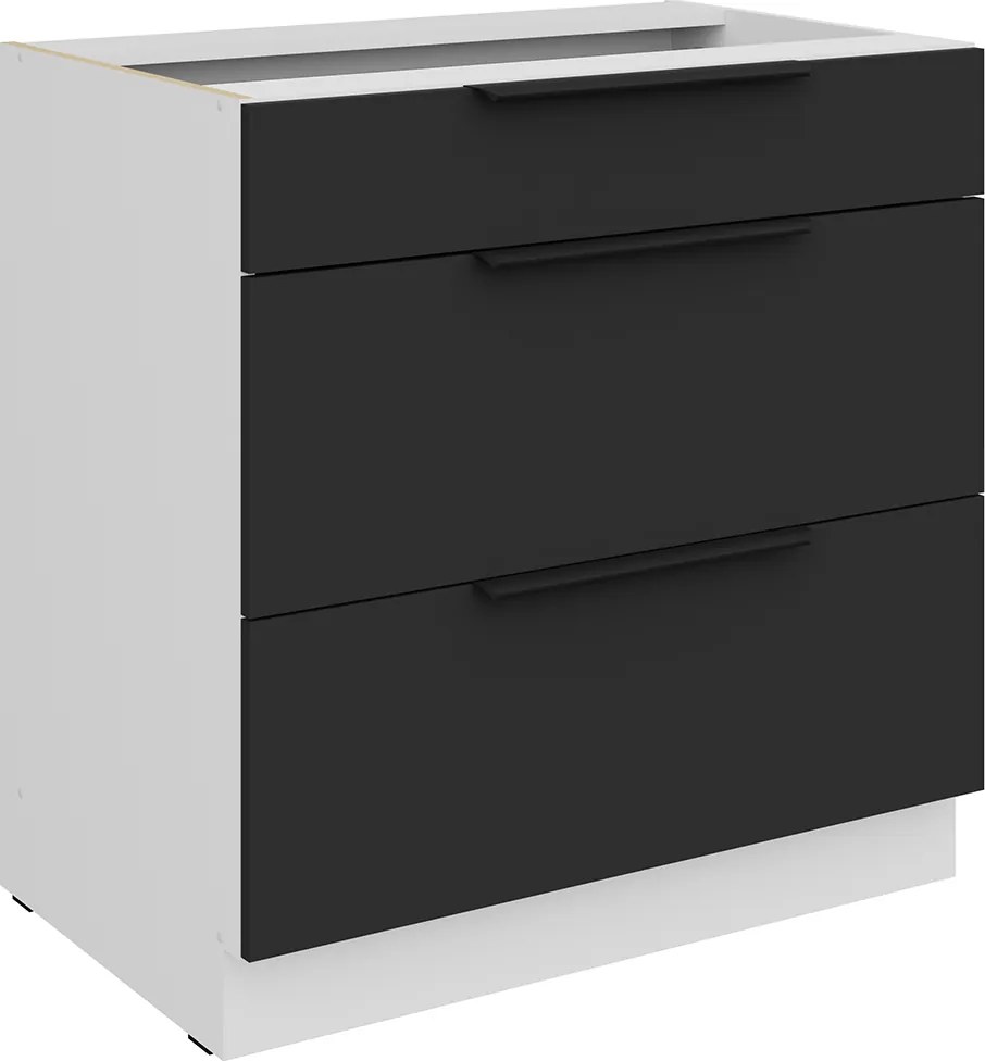 ARIA bc | dolní skříňka 80 D 3S zásuvková | 80 cm | PREMIUM BOX | bílá/černá