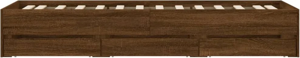 Rám postele se zásuvkami hnědý dub 100x200 cm kompozitní dřevo 3207293