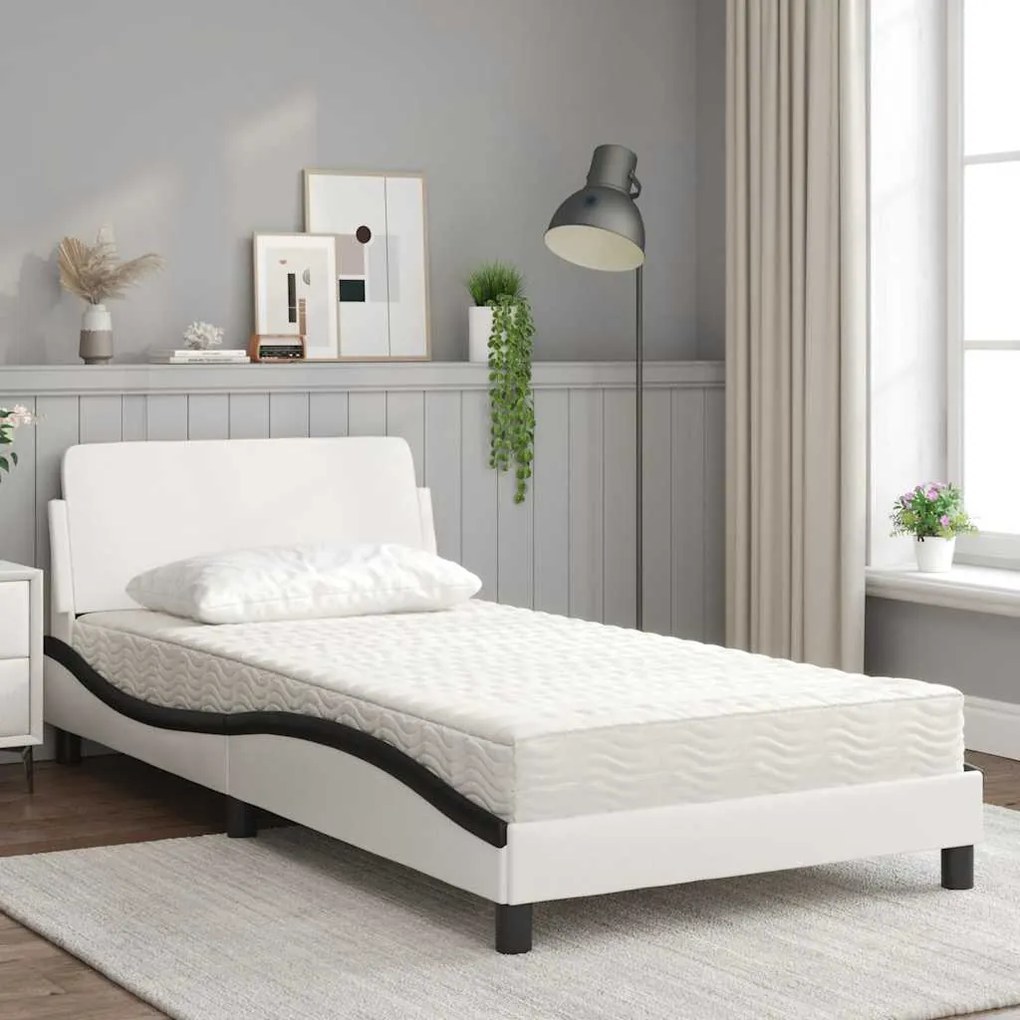 Postel s matrací Dover bílá a černá 100 x 200 cm umělá kůže 3208363