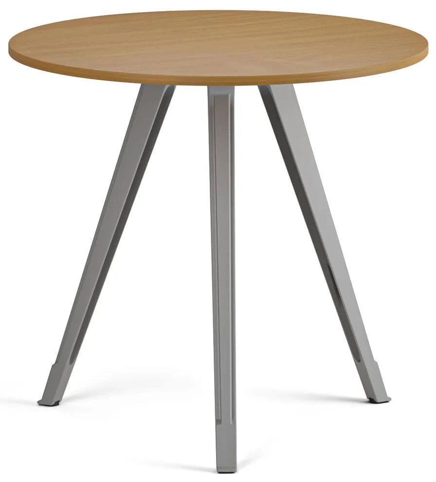 Konferenční stůl PRIMO ZEN, průměr 80 cm, šedostříbrná podnož, buk