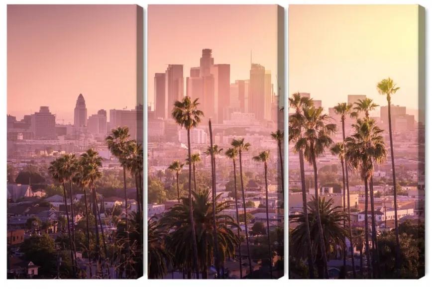 Vícedílný obraz Centrum Los Angeles Při Západu Slunce Nedostatek Nedostatek Přírodní plátno 60x40
