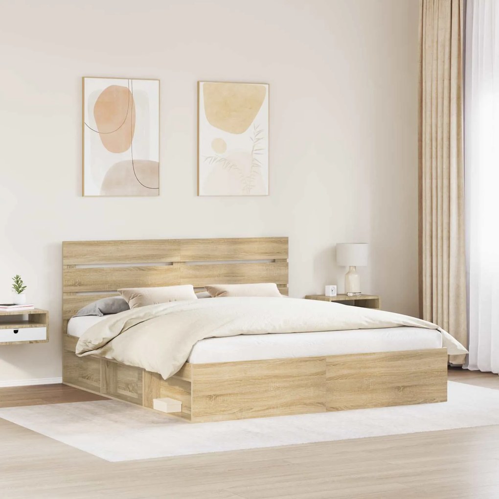 Rám postele s čelo Sonoma 200 x 200 cm Masivní borové dřevo 3411706