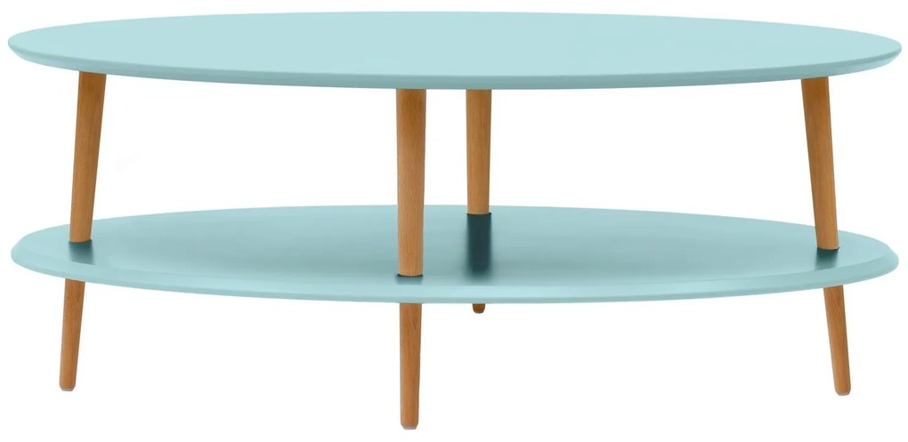 Ragaba Oválný konferenční stolek Otorten Low, 110x70x45 cm, světle tyrkysová/přírodní