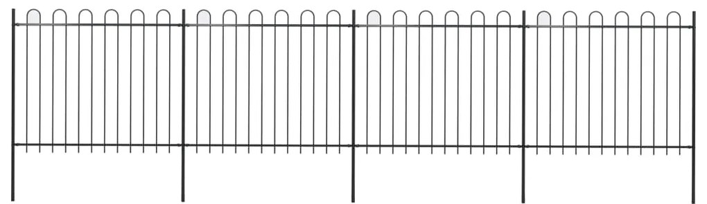 Zahradní plot s obloukem nahoře ocelový 714,5 x 150 cm černý