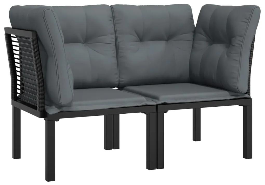 vidaXL Zahradní rohové židle s poduškami 2 ks černé a šedé polyratan