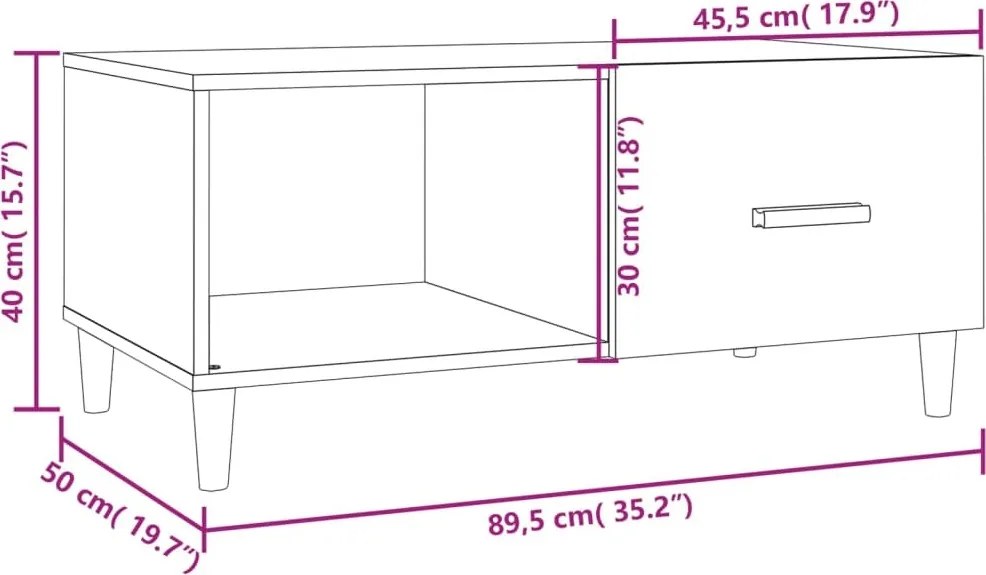 vidaXL Konferenční stolek 89,5x50x40 cm kompozitní dřevo [817515] Barva: kouřový dub