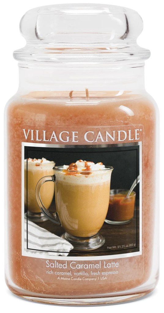 VILLAGE CANDLE Vonná svíčka - Latté se slaným karamelem Doba hoření: 170 hodin