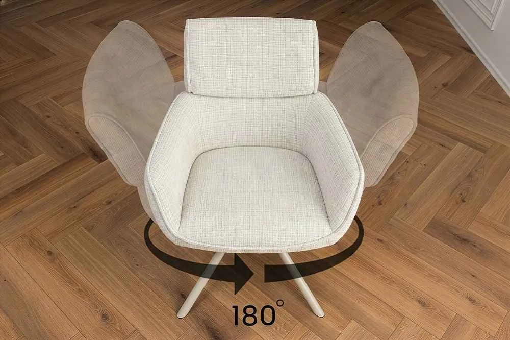 Designová otočná židle Parthenia šampaňská béžová