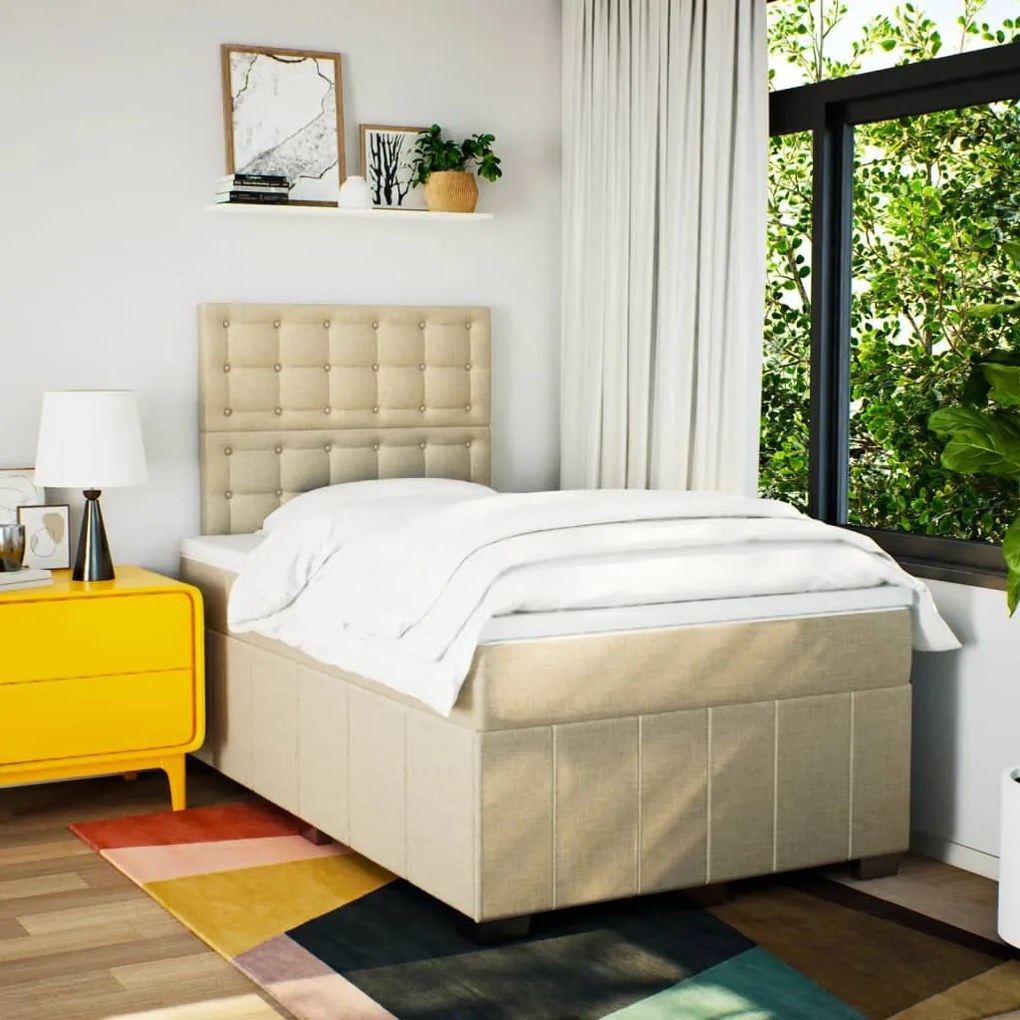 Box spring postel s matrací krémová 120x190 cm textil 3291626