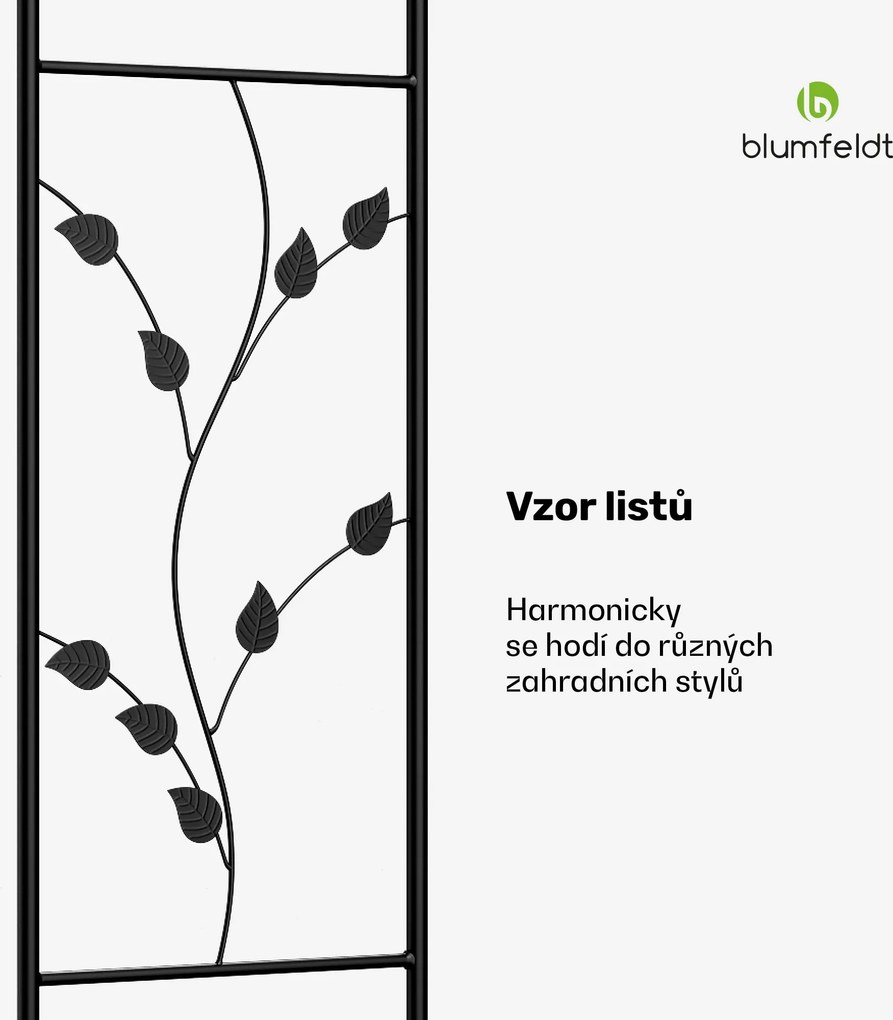 Blumfeldt FloraBelle Cupola oblouk, ozdobné vzory listů, odolný vůči povětrnostním vlivům, podpora popínavých rostlin