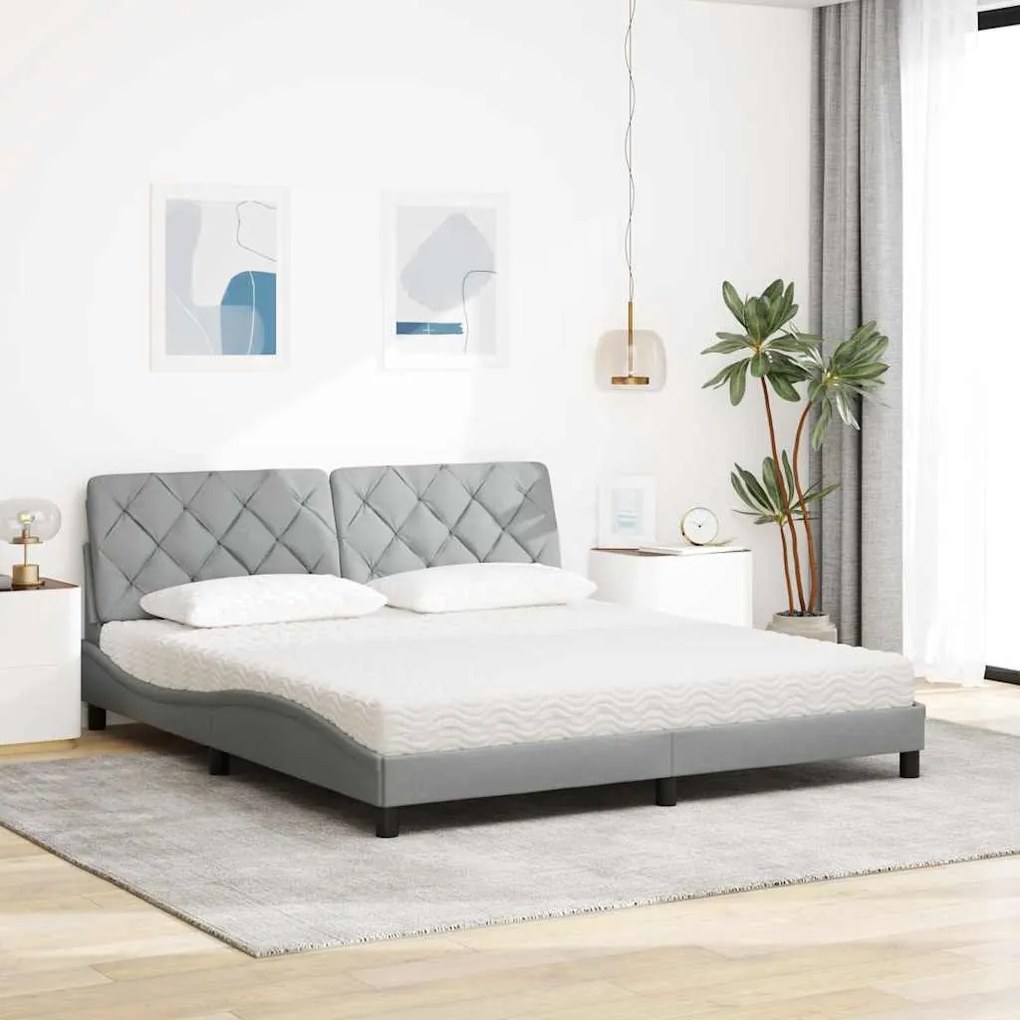 Postel s matrací světle šedá 180 x 200 cm textil 3310755