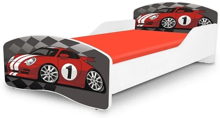 Dětská postel - Závodní auto - small rainbow - 140 x 70 cm