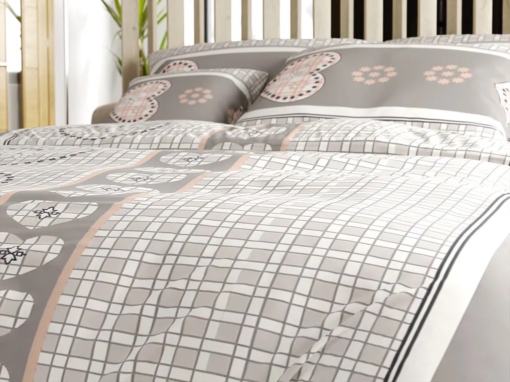 Krepové povlečení HEART RETRO POLY šedé Rozměr povlečení: 70 x 90 cm | 140 x 220 cm