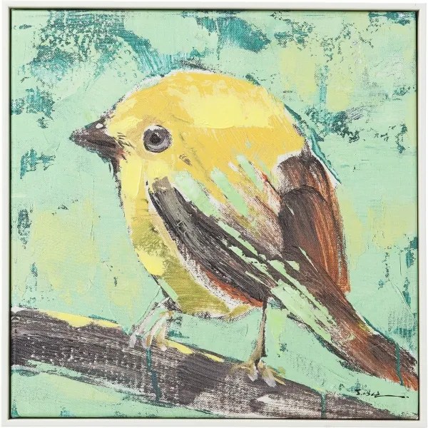 Obraz s ručními tahy Bird Green Back 42×42 cm