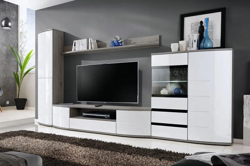 Casarredo - Komfort nábytek Obývací stěna, sestava  TAMIAS 1 bílý lesk/dub san remo