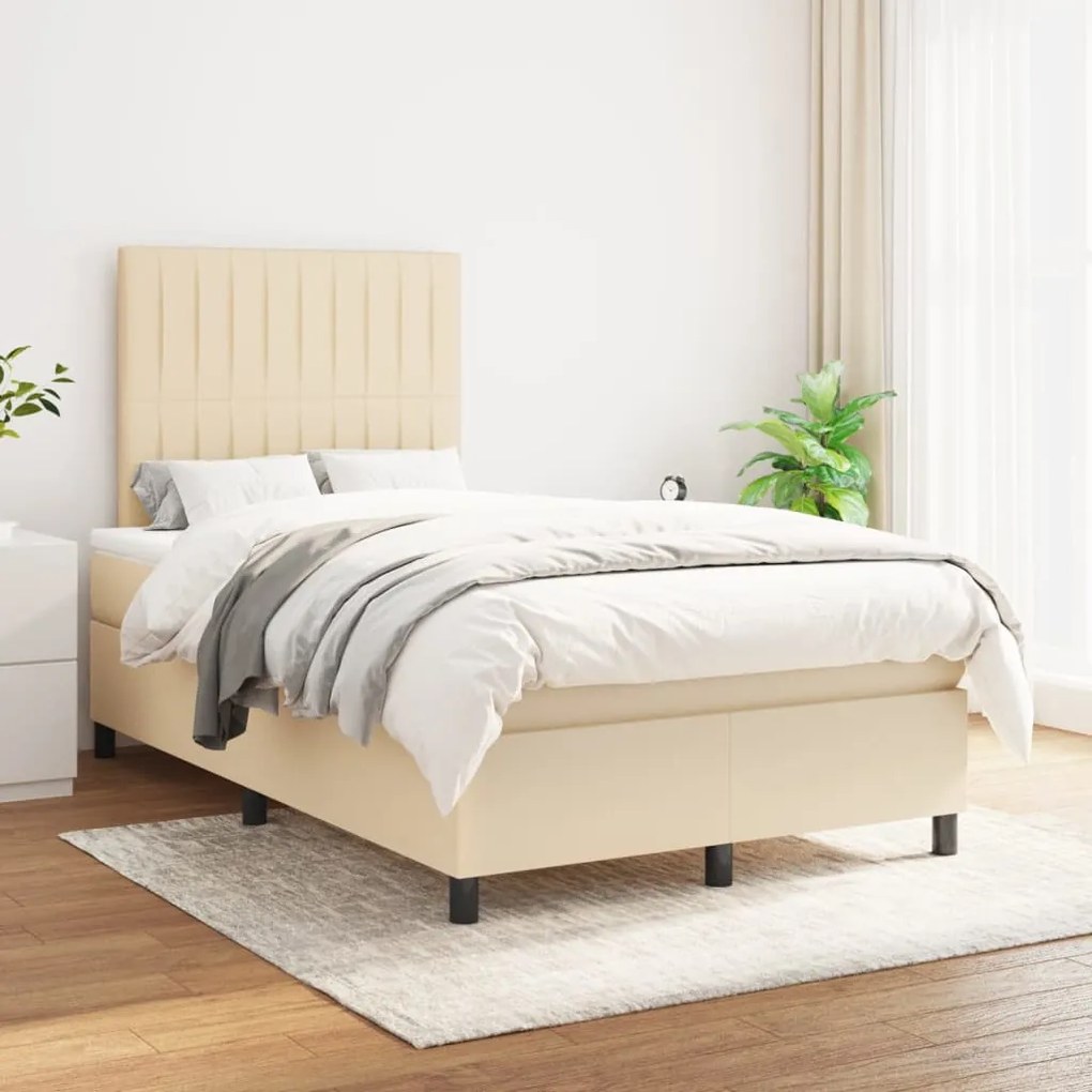 Box spring postel s matrací krémová 120x190 cm textil