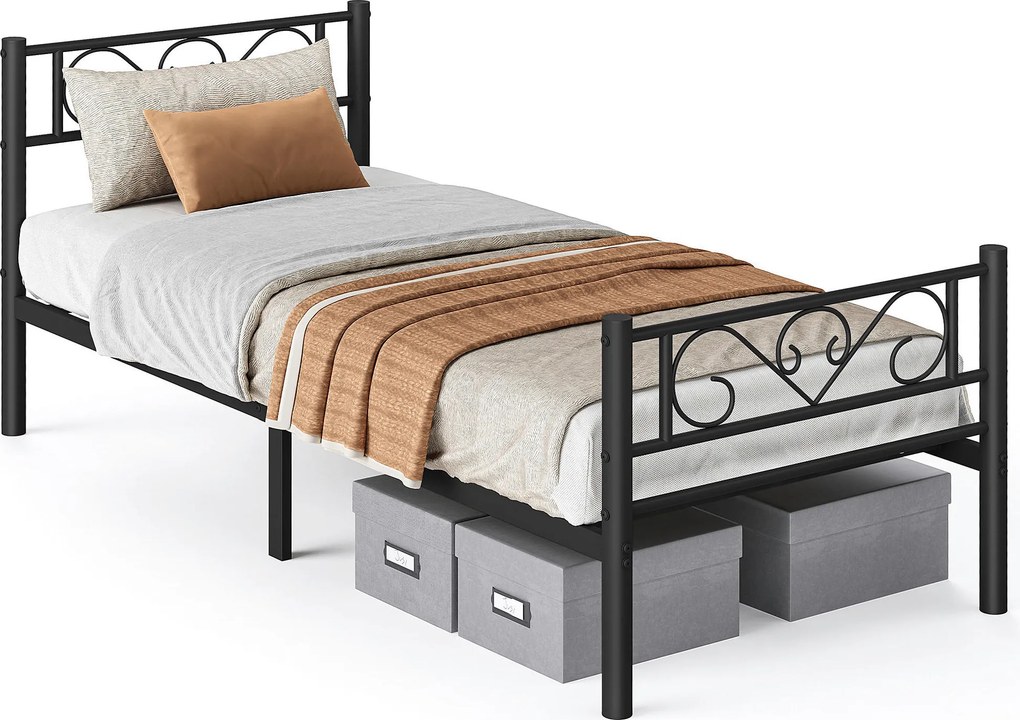 XXXLutz KOVOVÁ POSTEL, 90/200 cm černá Boxxx - Jednolůžkové postele - 002543017801