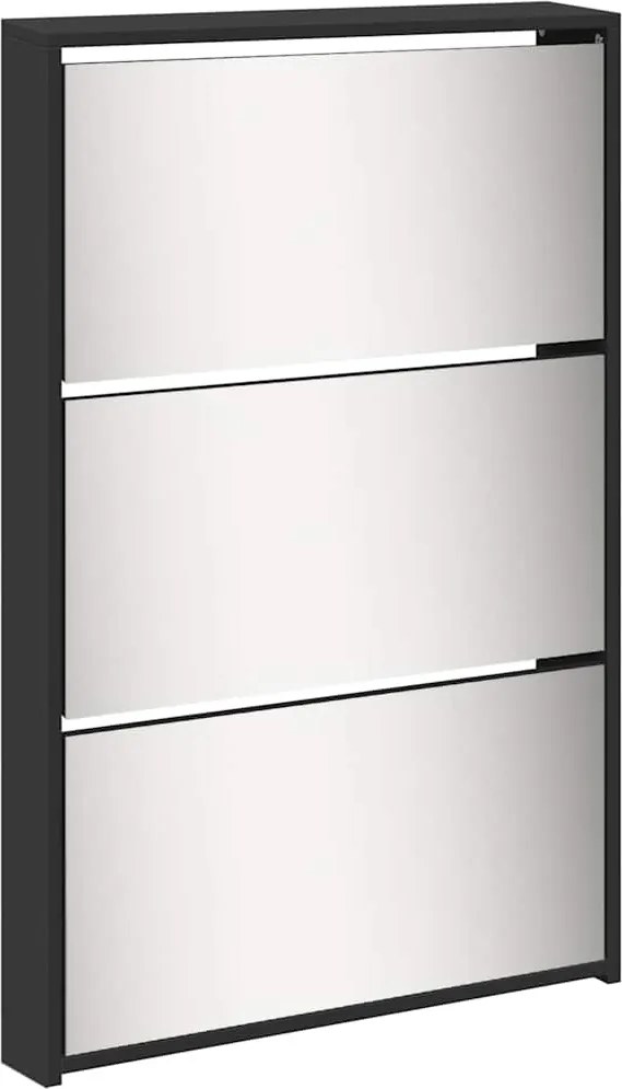 Botník se zrcadlem 5patrový černý 63 x 17 x 169,5 cm 3228280