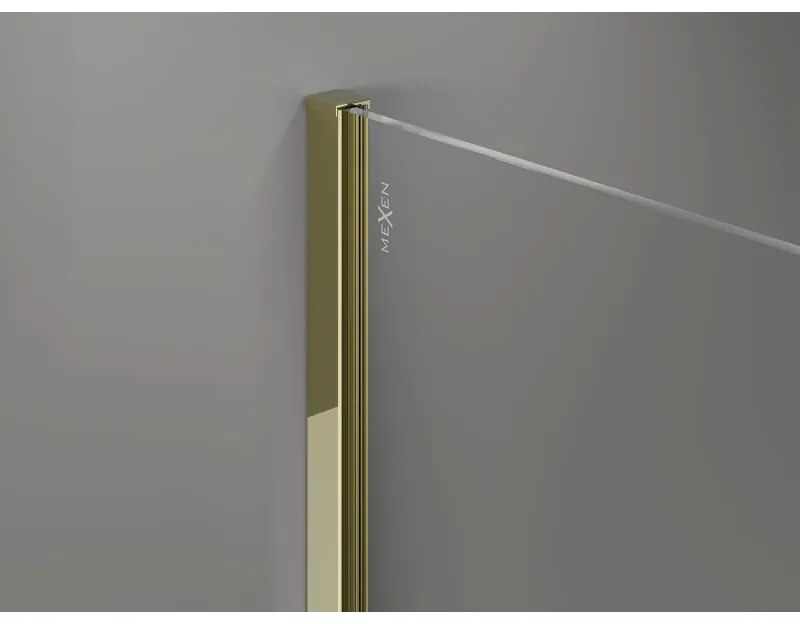 Mexen Kioto-X, sprchová zástěna 120 x 200 cm, 10mm čiré sklo, zlatý lesklý profil, 800-120-101-50-00-X