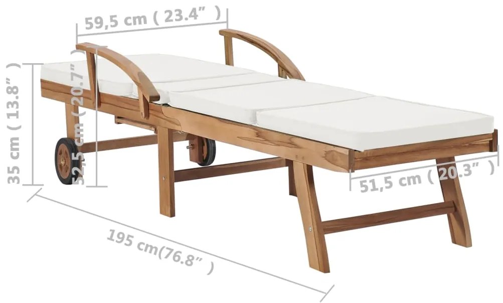 vidaXL Marketos Zahradní lehátka s poduškami 2 ks masivní teak krémová