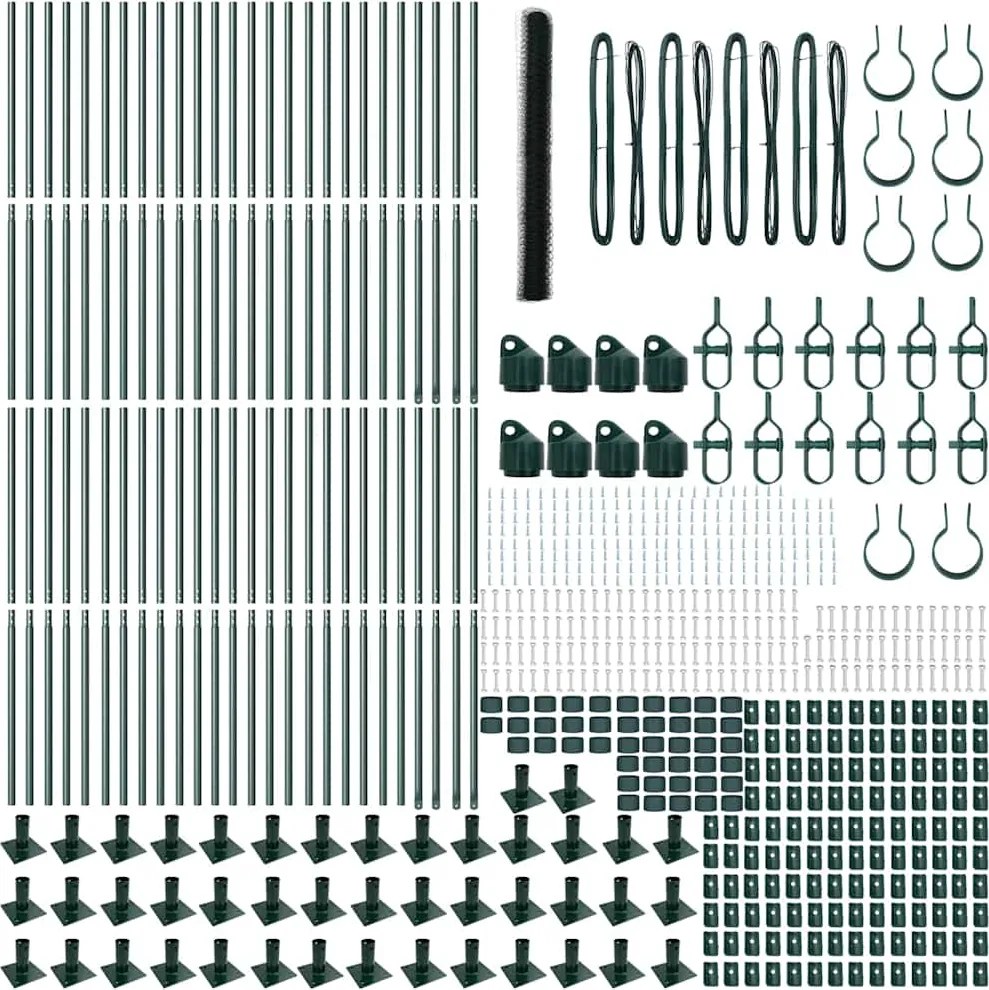 Hexagonální plot s betonovým základem 100 x 1,4 m Zelená 3353598