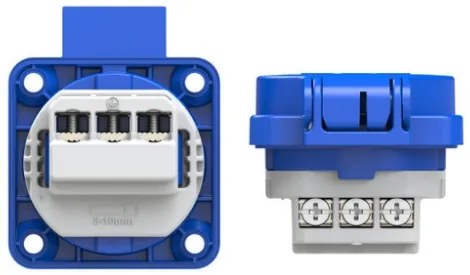 Zásuvka vestavná PCE 104-0B 230V IP54 s víčkem modrá