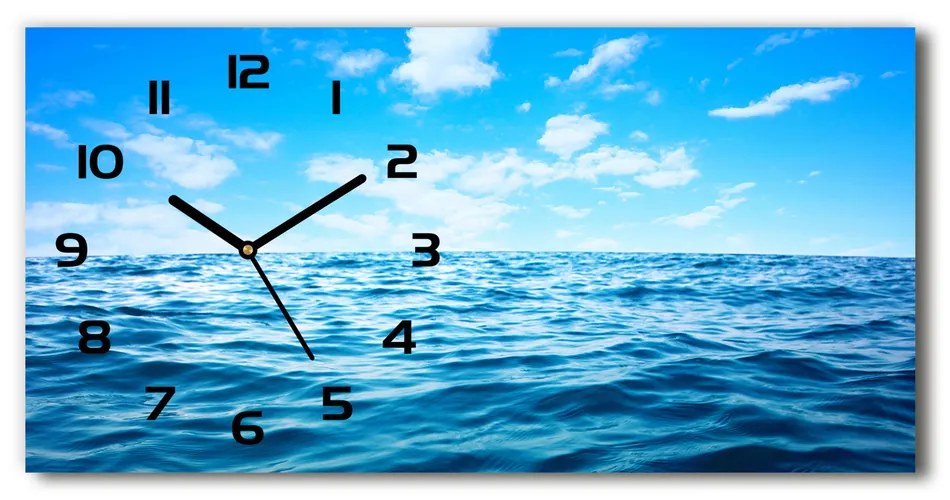 Wallmuralia Moderní skleněné hodiny na stěnu Mořská voda 60x30 cm