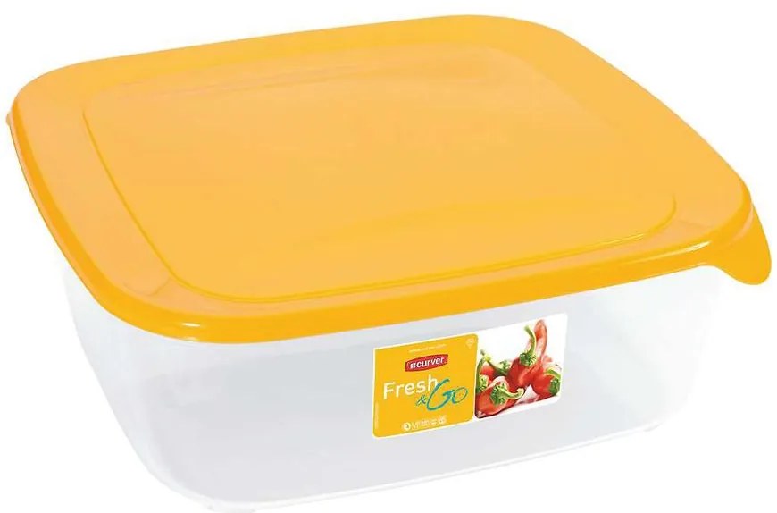 Box na potraviny čtvercový Fresh&go žlutý 2,9l