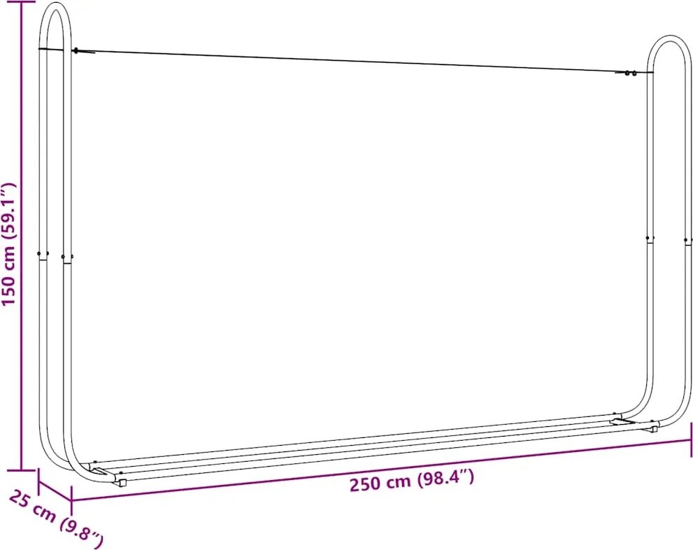 vidaXL Stojan na palivové dřevo s krytem proti dešti 250x25x150 cm [4100711]