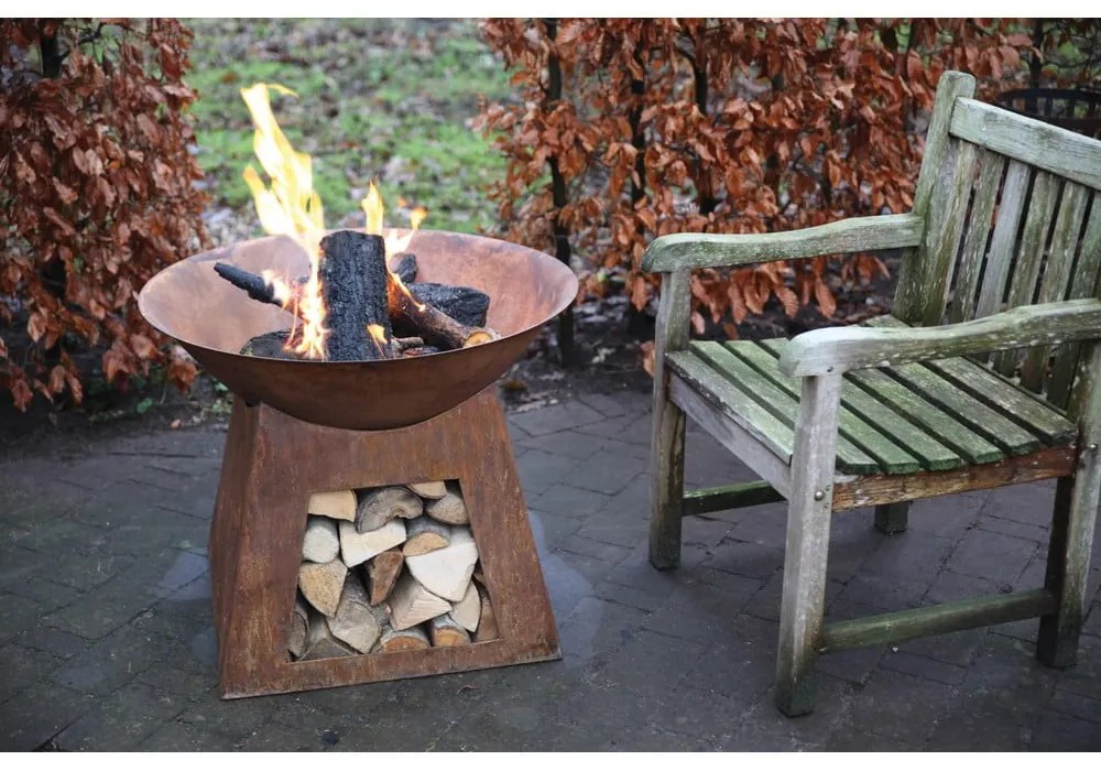 Kovové ohniště se zásobníkem na dřevo Esschert Design Camping